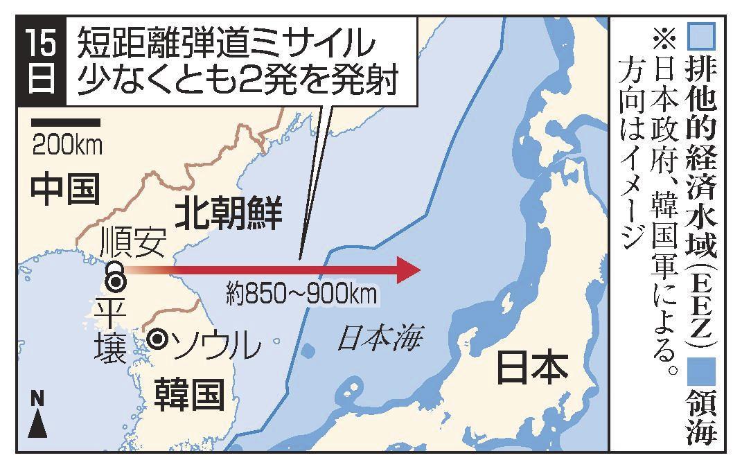 北朝鮮が日本EEZに2発 短距離弾道弾、石川沖落下 | 山陰中央新報デジタル